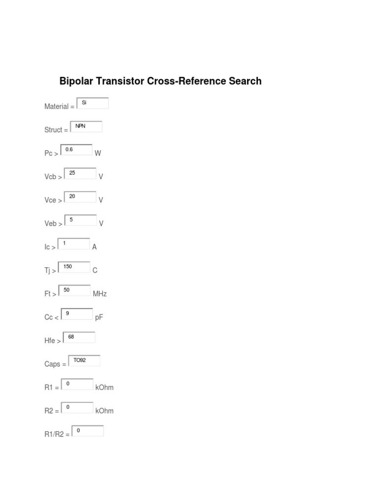 Bipolar Transistor Cross-Reference | PDF | Bipolar Junction Transistor ...