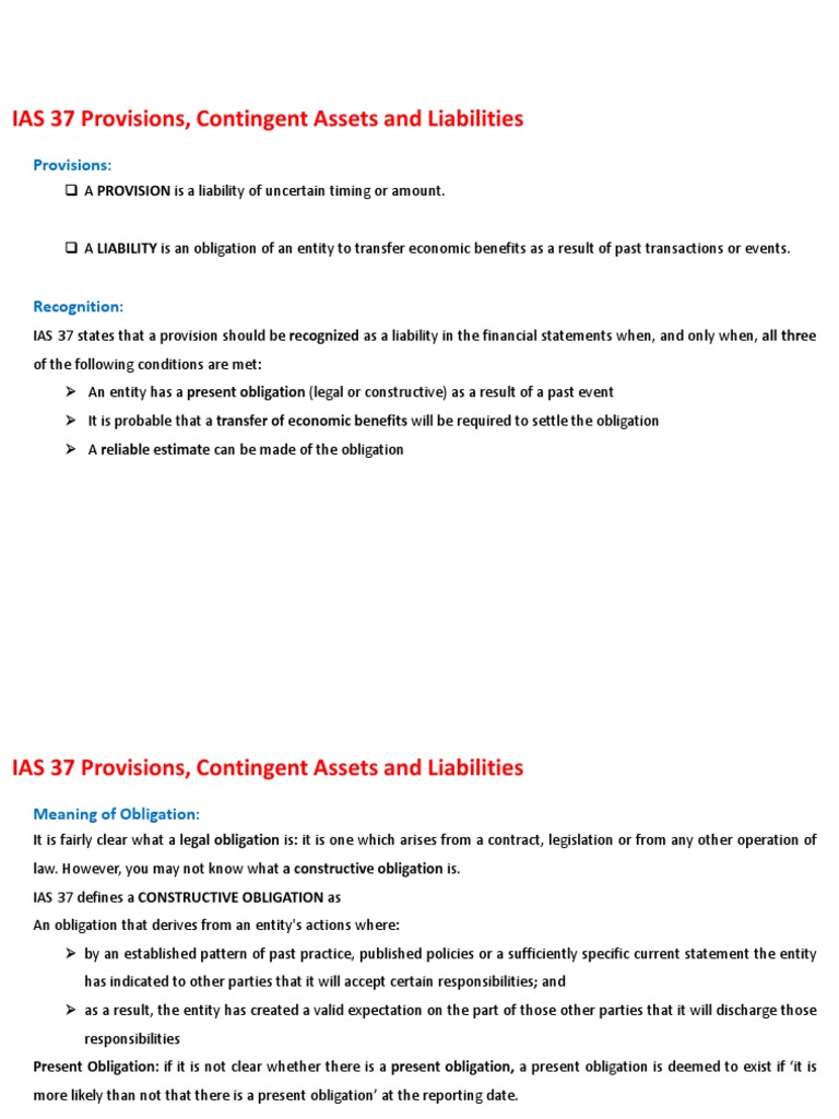 IAS-37 (Provisions, Contingent Assets and Liabilities) | PDF ...