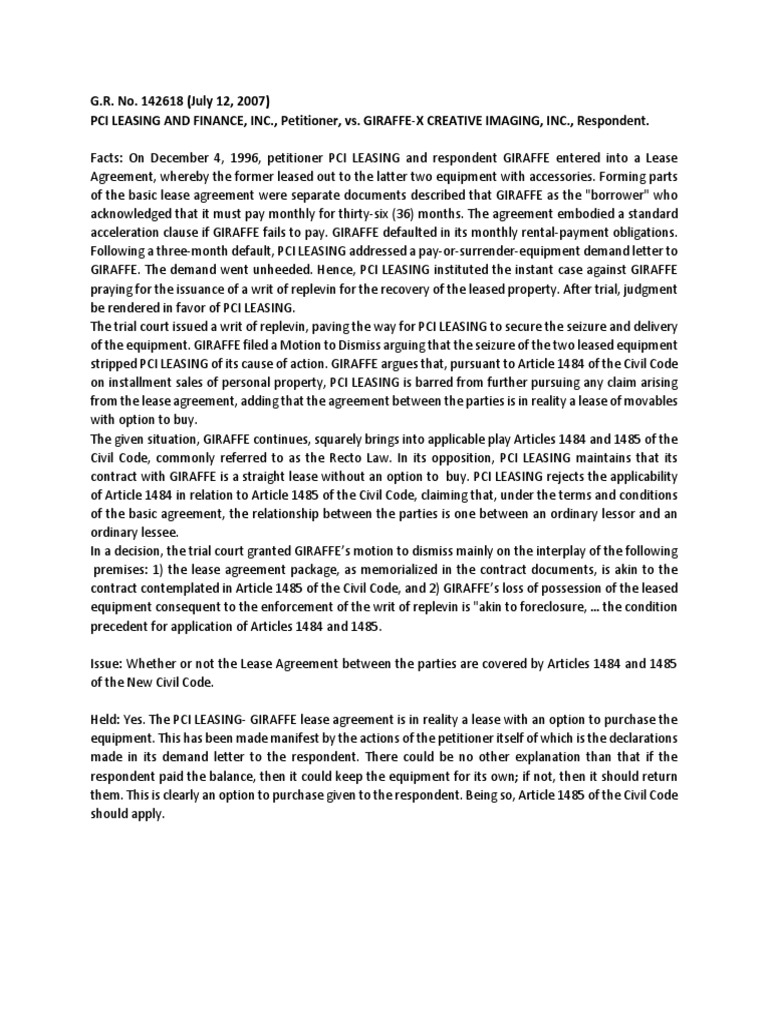 Case Digest Sales | PDF | Lease | Virtue