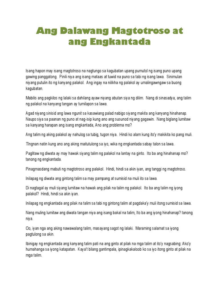 Ang Dalawang Magtotroso at Ang Engkantada | PDF