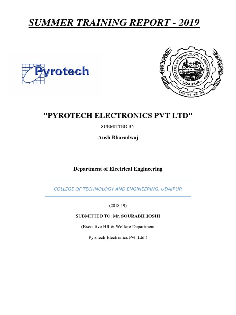 Summer Internship Training Report (Pyrotech Electronics Udaipur | PDF ...