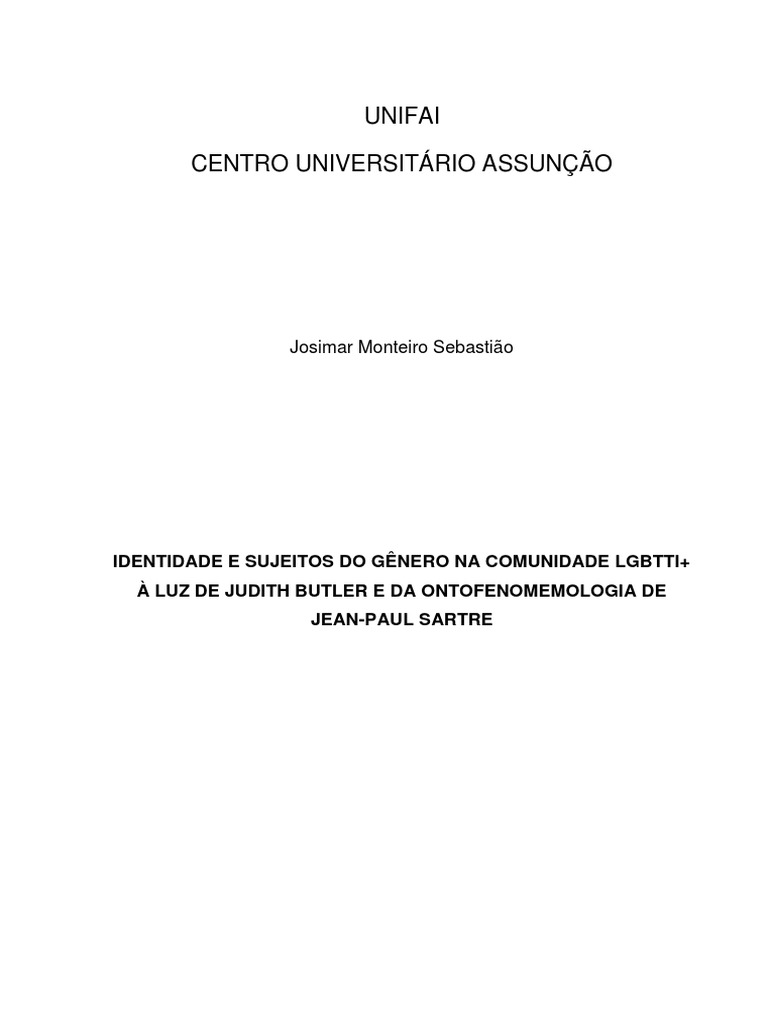 Josimar Monteiro Sebastião Identidade e Sujeitos Do Gênero Na ...
