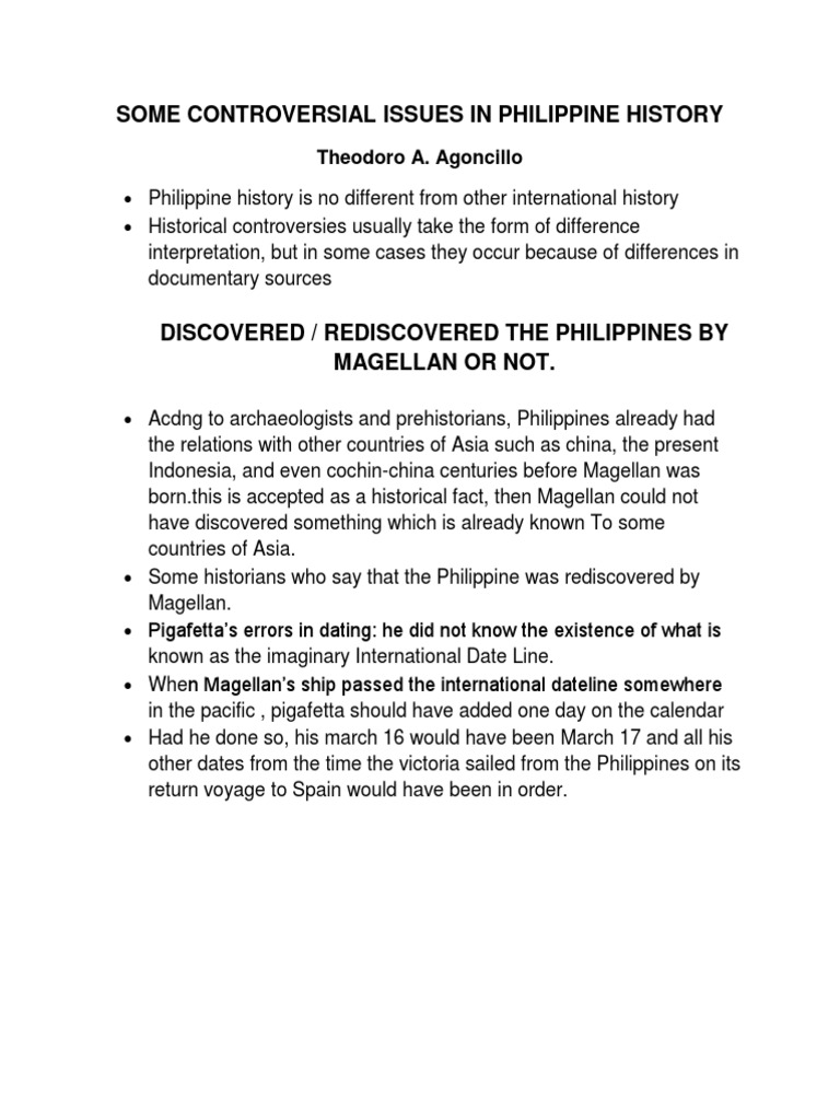 Reviewer SOME CONTROVERSIAL ISSUES IN PHILIPPINE HISTORY | PDF ...