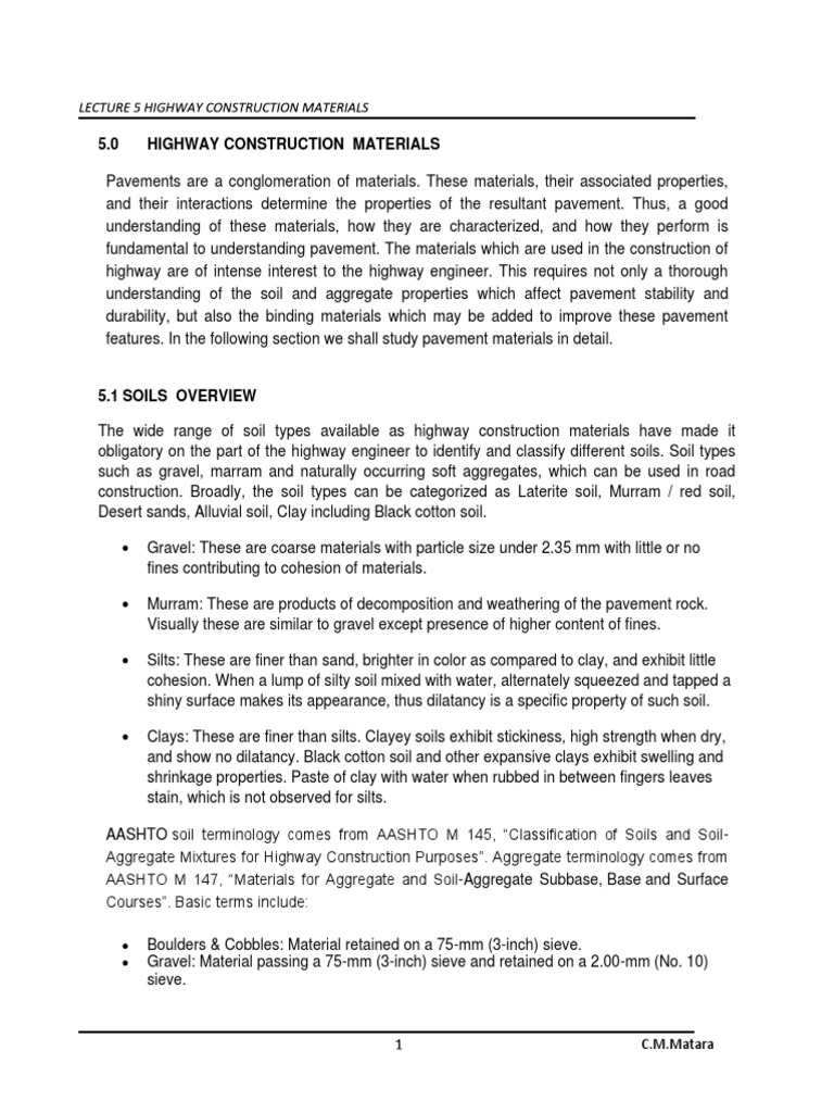 Lecture 5 Highway Construction Materials | PDF | Asphalt | Road Surface