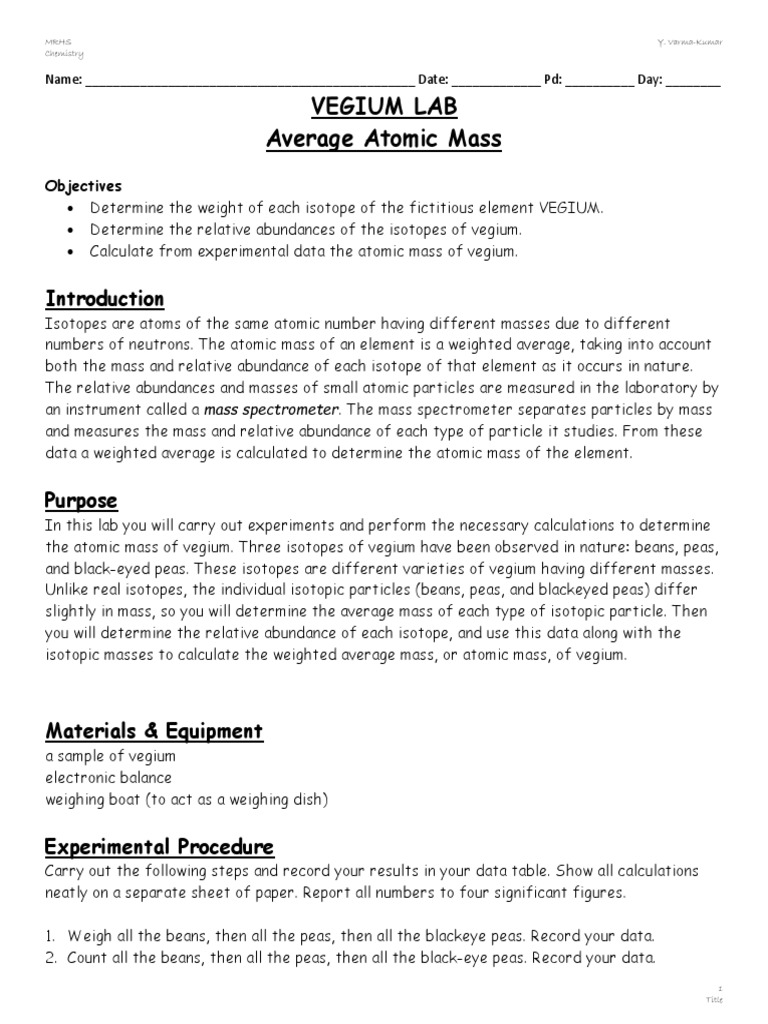 Vegium Lab | PDF | Isotope | Chemical Elements