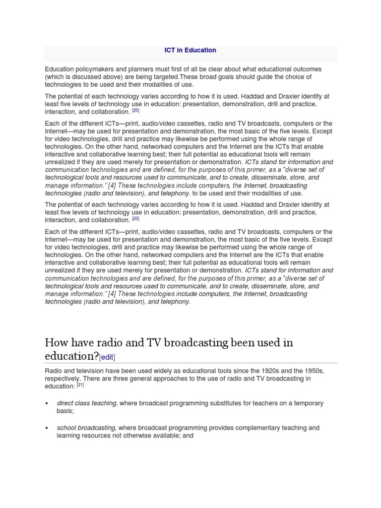 How Have Radio and TV Broadcasting Been Used in Education? | PDF ...