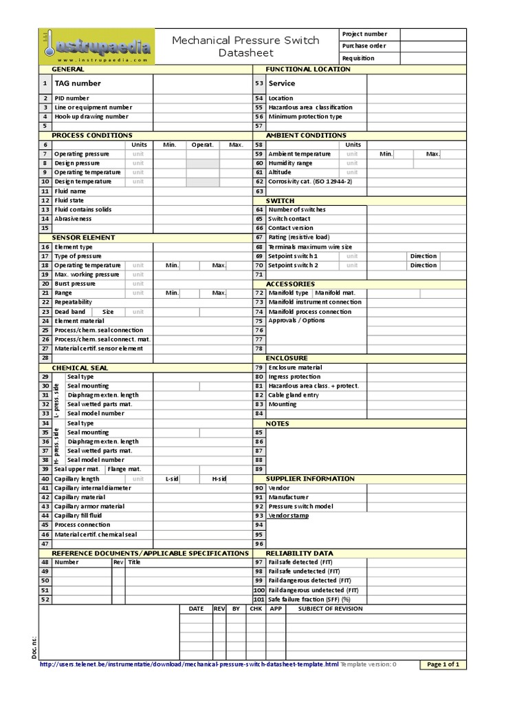 Mechanical Pressure Switch Datasheet | PDF | Switch | Mechanical ...