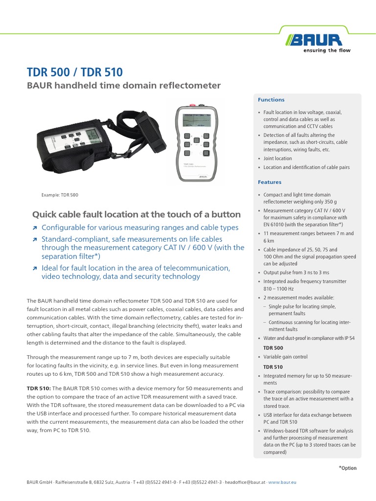Ds TDR 500 TDR 510 Baur En-Gb | PDF | Coaxial Cable | Electronic ...