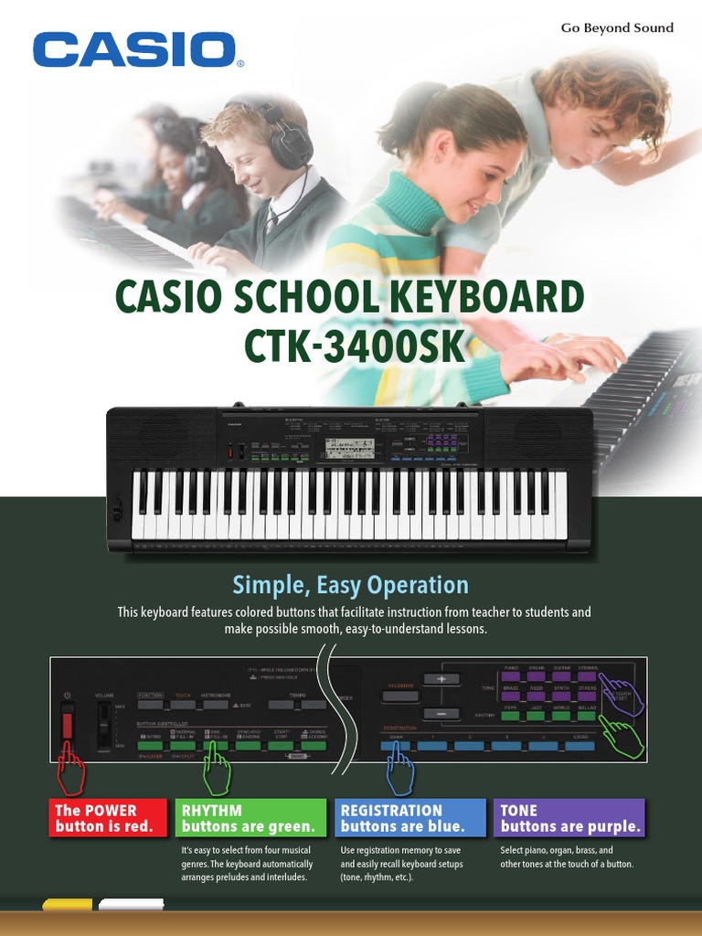 Casio School Keyboard CTK-3400SK: Simple, Easy Operation | PDF | Pitch ...