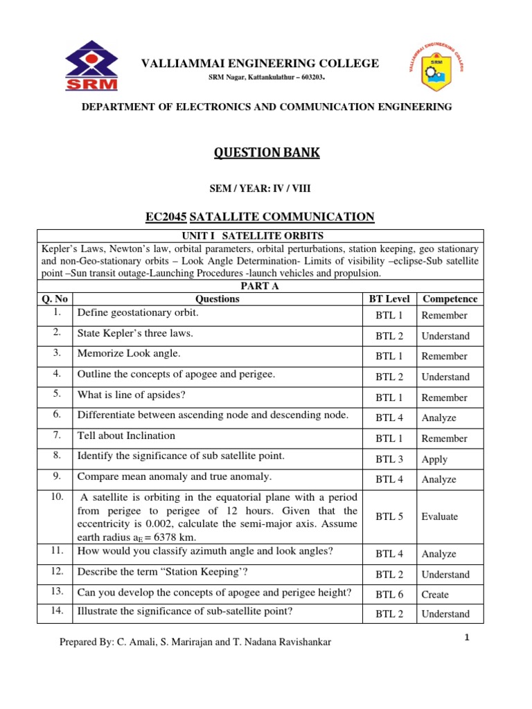 Satellite Communication Questions | PDF | Channel Access Method | Orbit