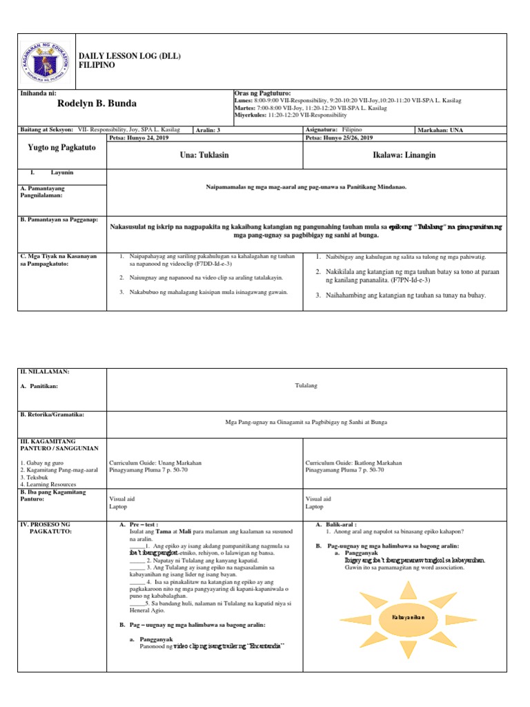 Lesson Plan Si Tulalang - 1 | PDF