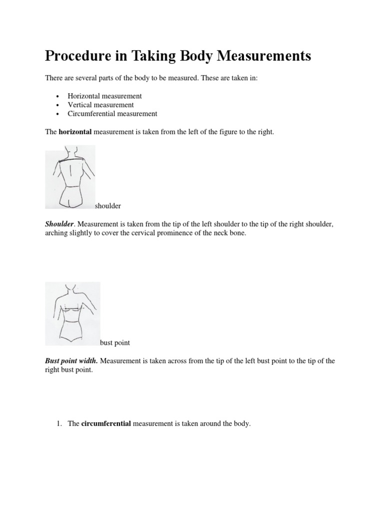 Procedure in Taking Body Measurements | PDF | Waist | Teaching Mathematics
