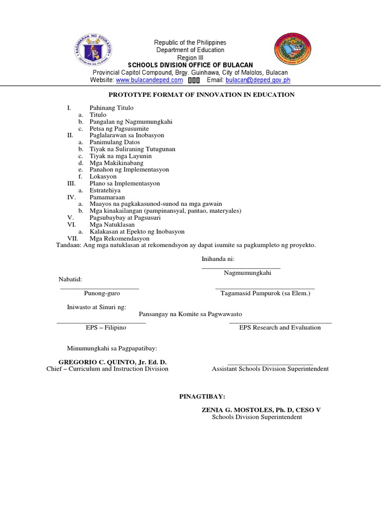 Format NG Inobasyon Sa Edukasyon-Filipino-1 | PDF
