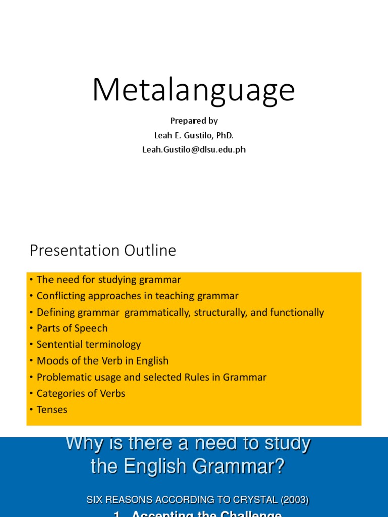 Day 3 Final Metalanguage | Clause | Part Of Speech