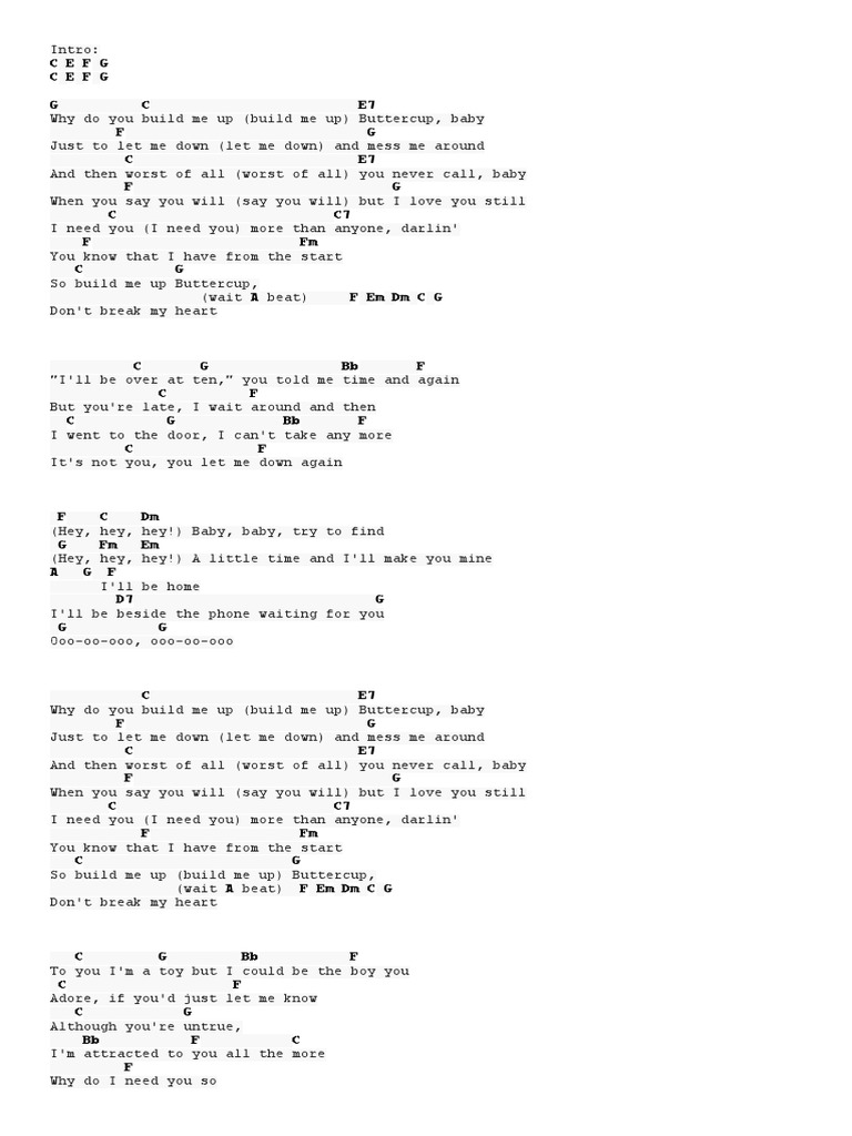 Build Me Up Buttercup Lyrics | PDF