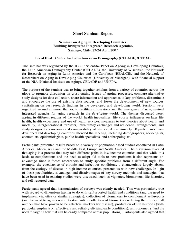 Short Seminar Report | PDF | Biomarker | Ageing