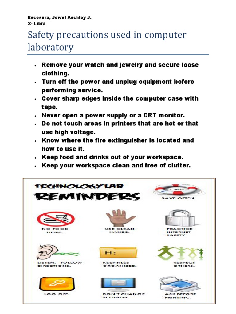 Computer Lab Safety Precautions | PDF