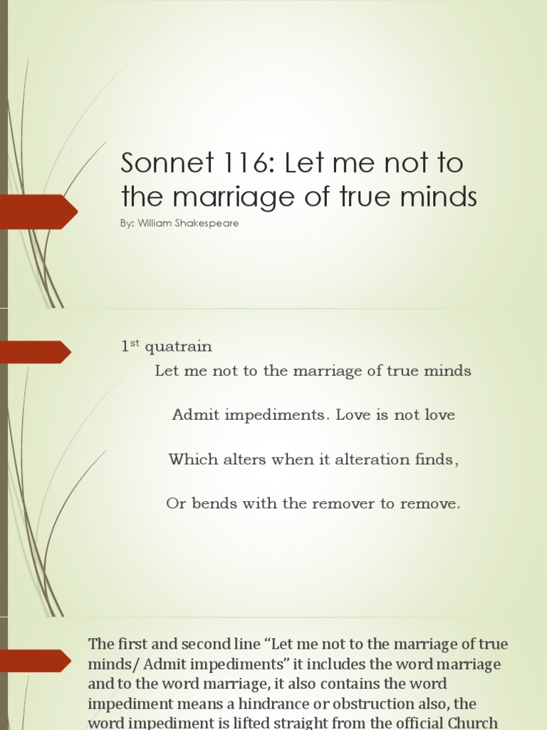 Sonnet 116: Let Me Not To The Marriage of True Minds: By: William ...