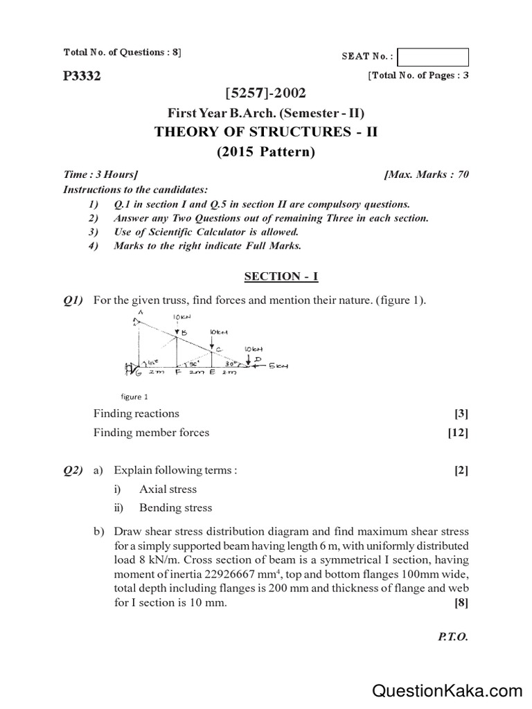 Theory of Structures II | PDF | Bending | Young's Modulus