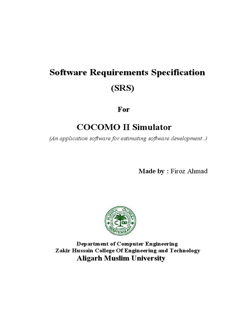 Software Requirements Specification: (An Application Software For ...