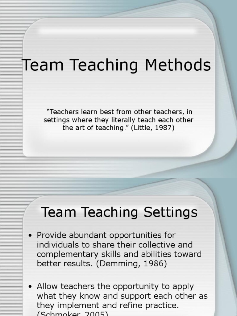Team Teach Methods | PDF | Teaching Method | Teachers