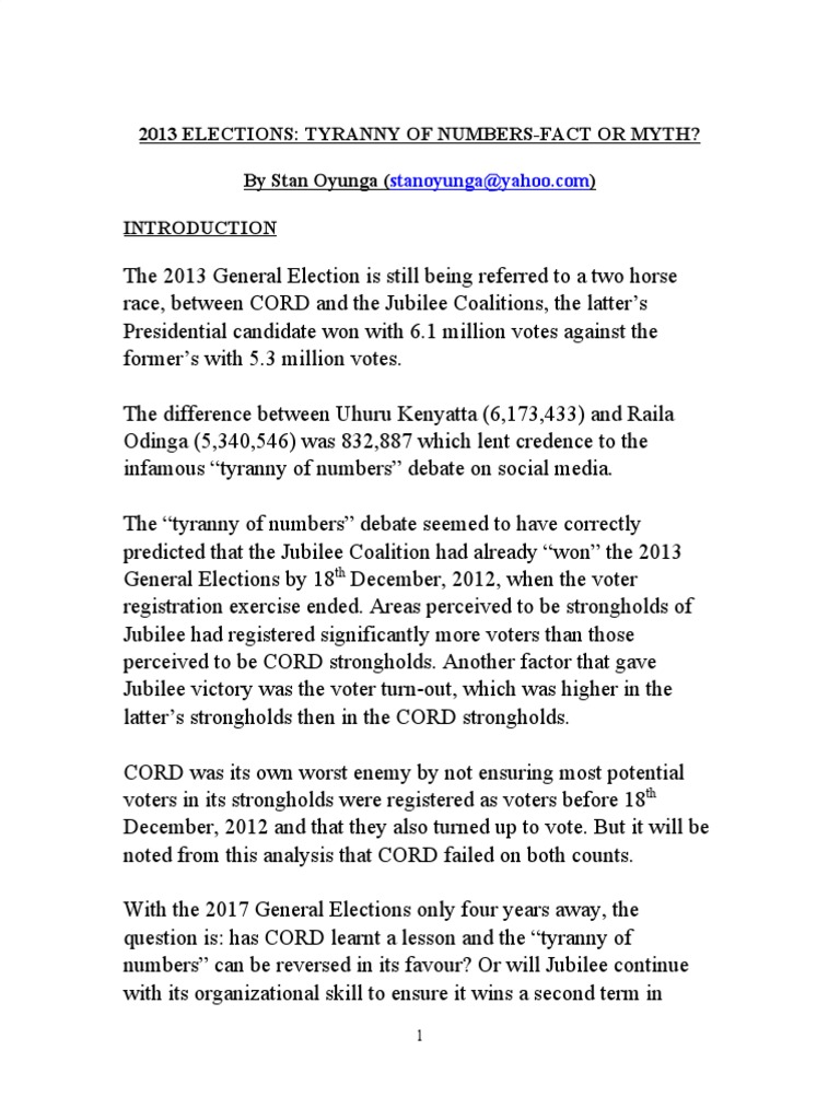 Tyranny of Numbers | PDF | Kenya | Political Events