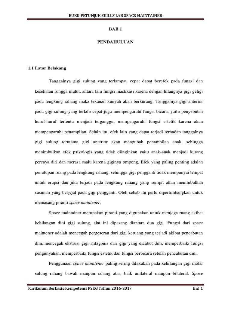Buku Skill Lab Space Maintainer | PDF