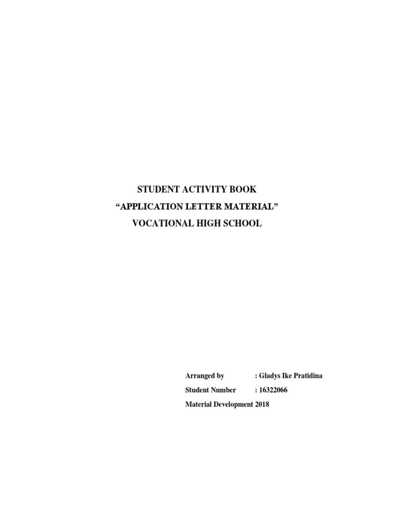Student Activity Book "Application Letter Material" Vocational High ...