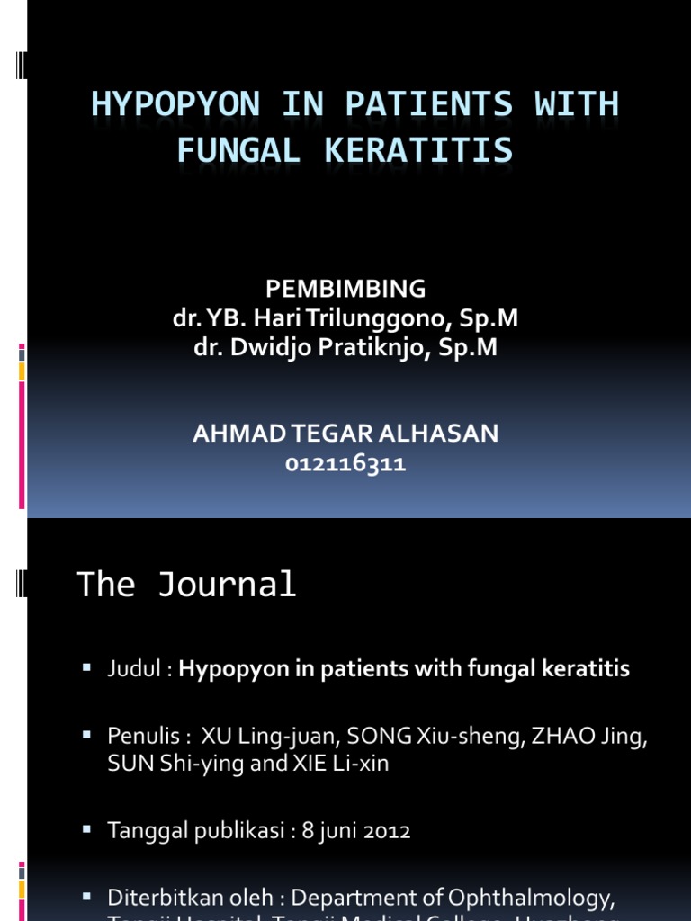 Journal Reading Hipopion Pada Keratitis Jamur | PDF