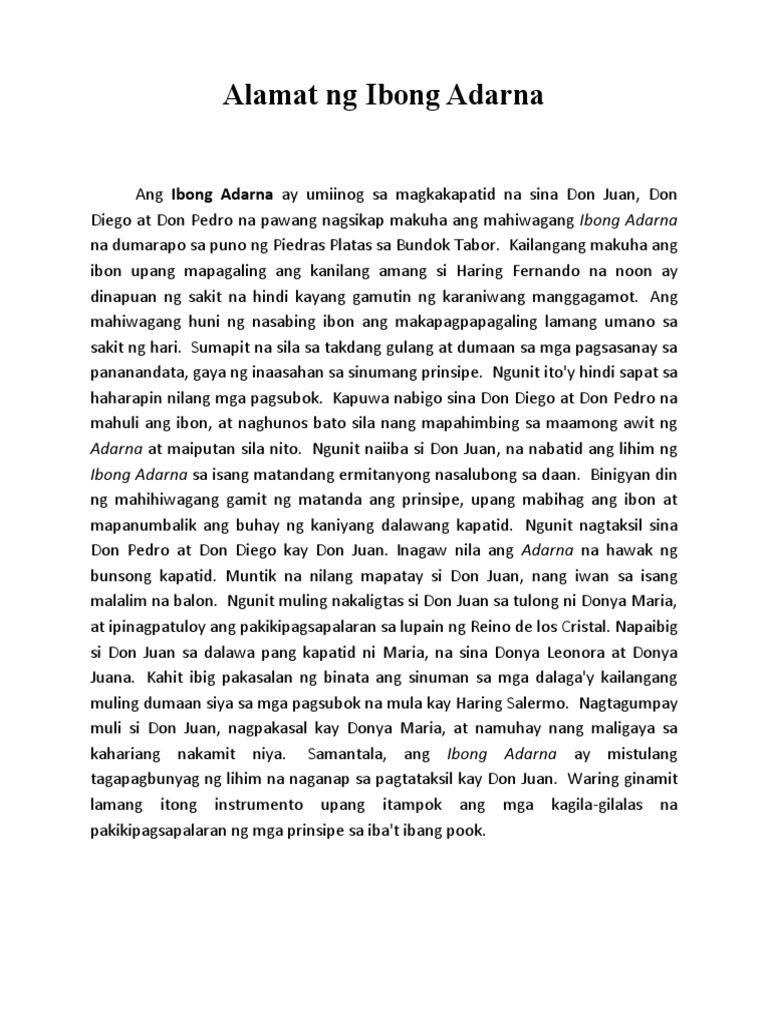 Alamat NG Ibong Adarna | PDF