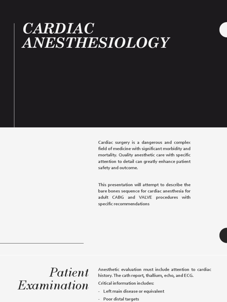 Cardiac Anesthesiology | PDF | Coronary Artery Bypass Surgery ...