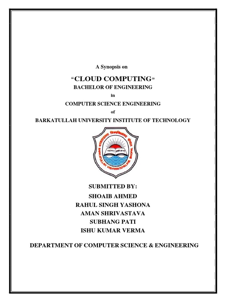 Cloud Computing: A Synopsis On | PDF | Cloud Computing | Virtualization