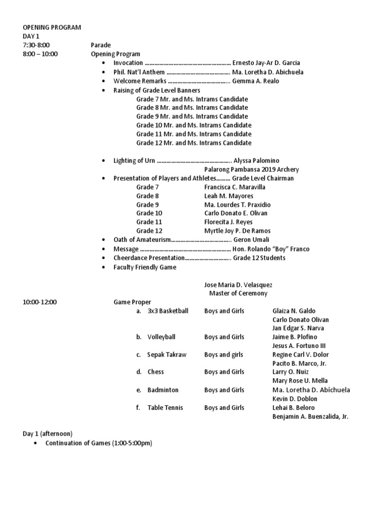Intramurals 2019 Program | Download Free PDF | Sports | Leisure