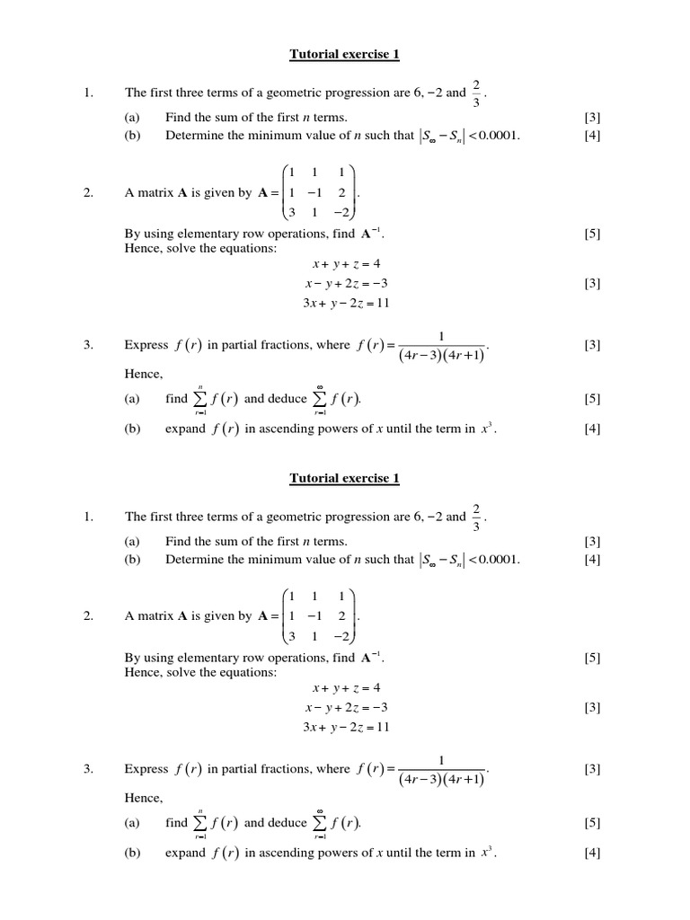Tutorial Exercise 1: X y Z X y Z X y Z | PDF | Matrix (Mathematics ...