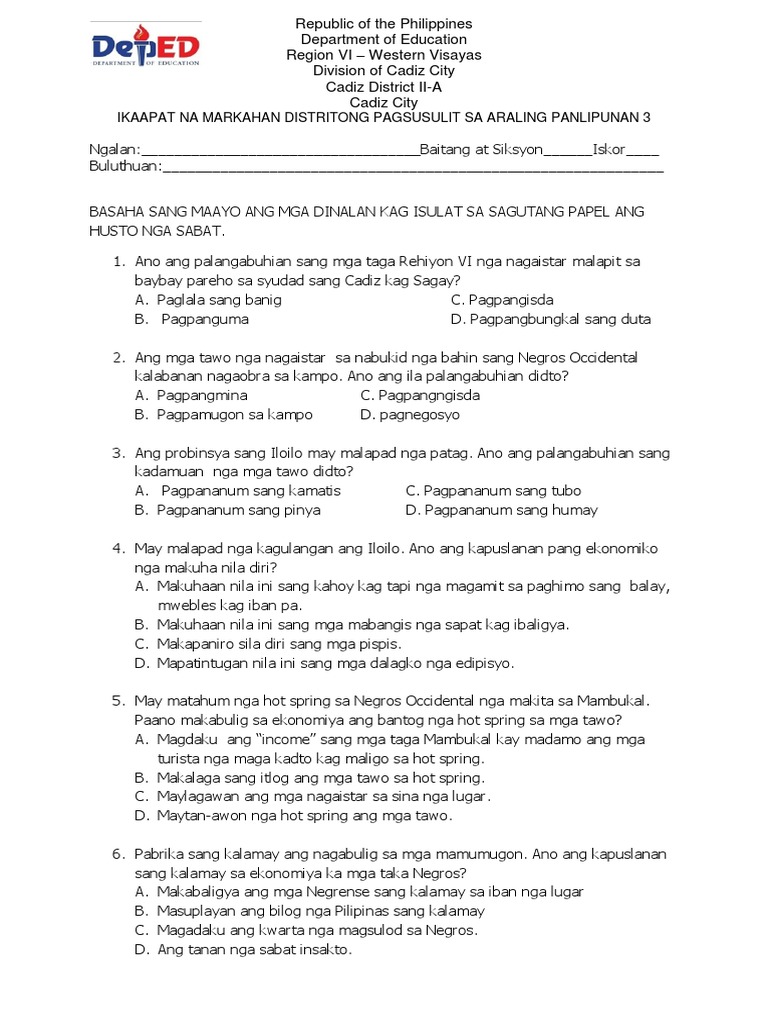 4th Periodical Test AP | PDF