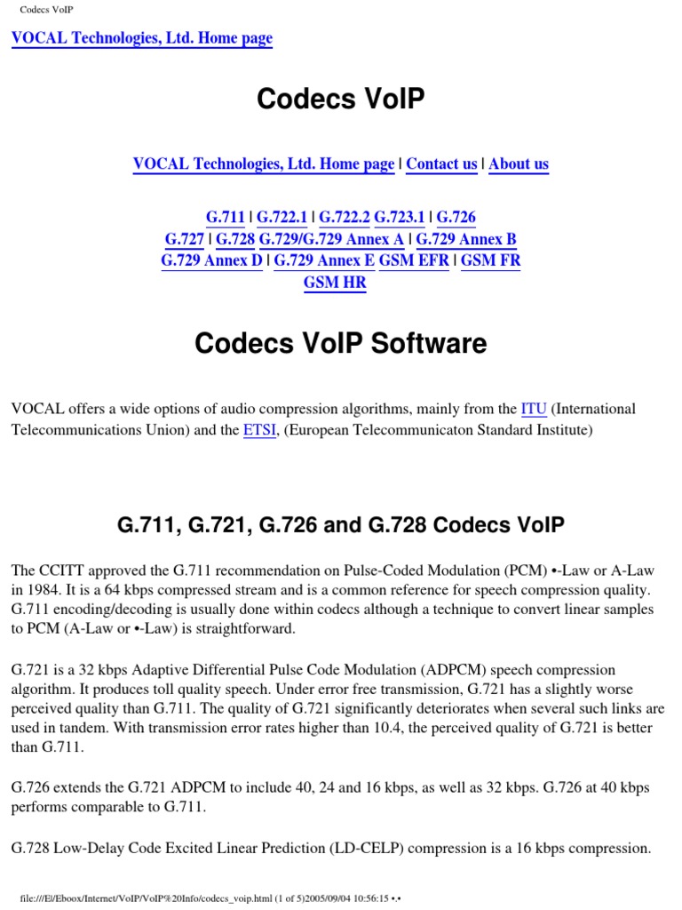 VoIP Codecs | PDF | Codec | Data Compression