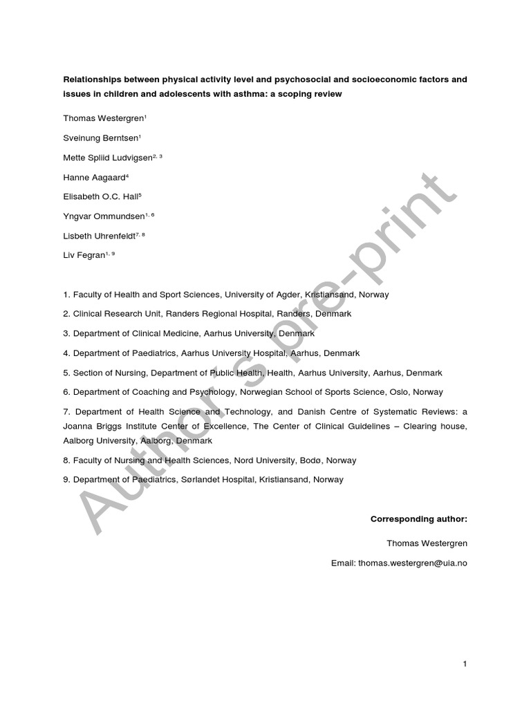 Preprint Manuscript Relationships+physical+activity+asthma | PDF ...
