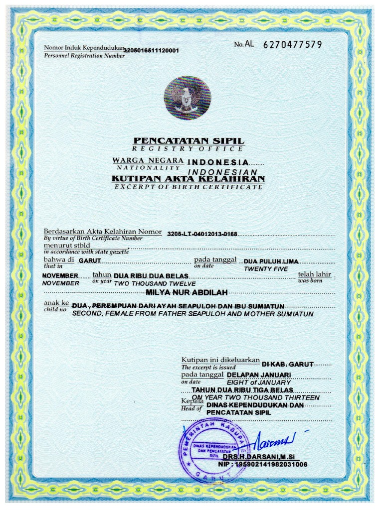 Akta Kelahiran | PDF