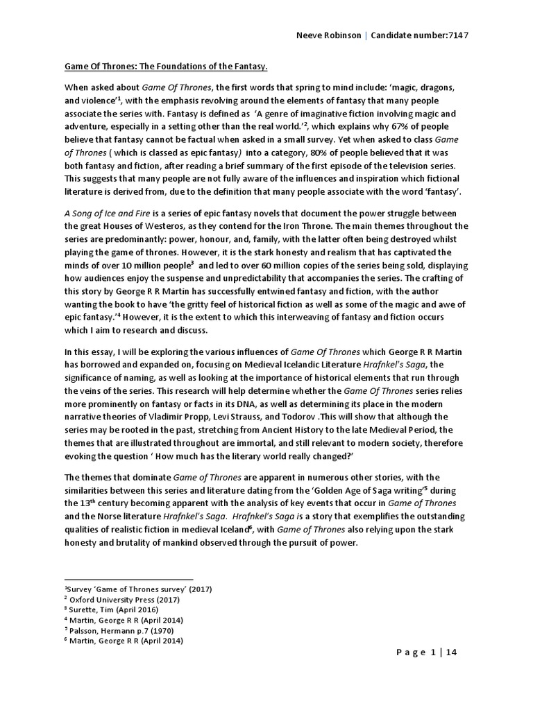 Final Essay | PDF | World Of A Song Of Ice And Fire | A Song Of Ice And ...