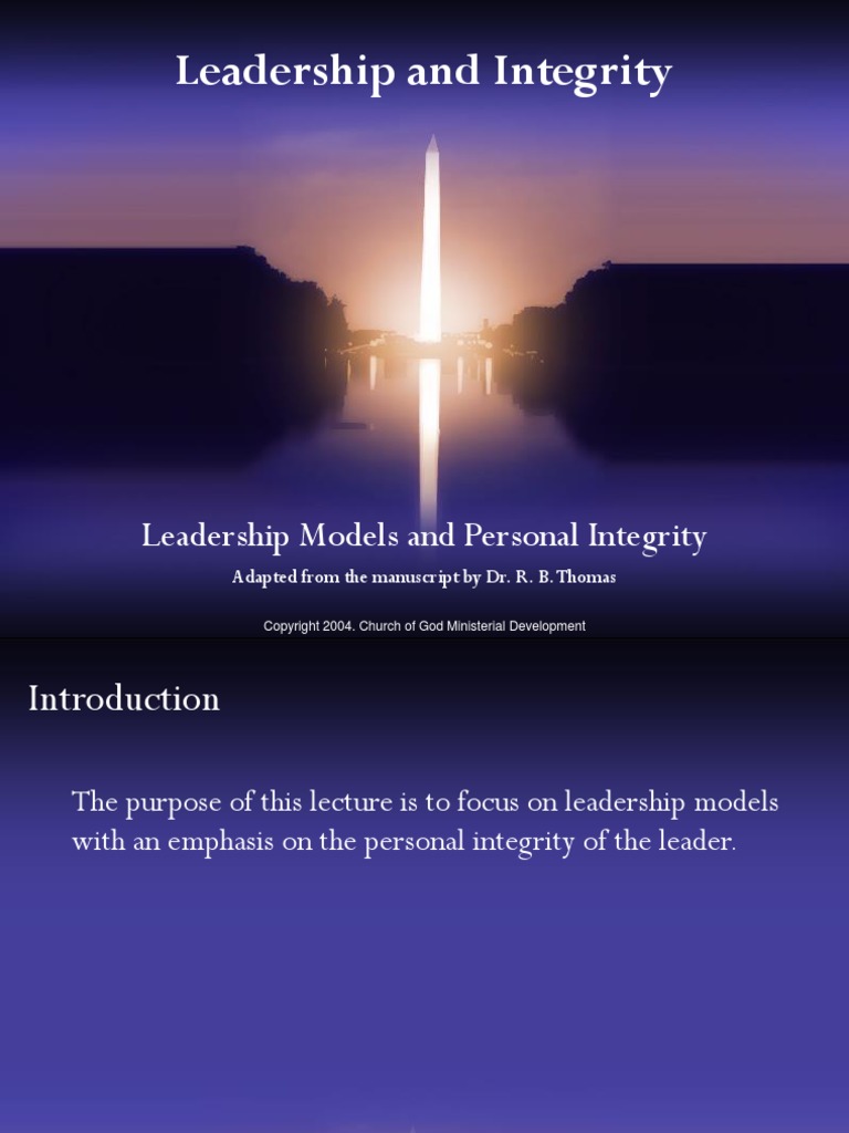 Leadership Models and the Importance of Personal Integrity | PDF | Paul ...