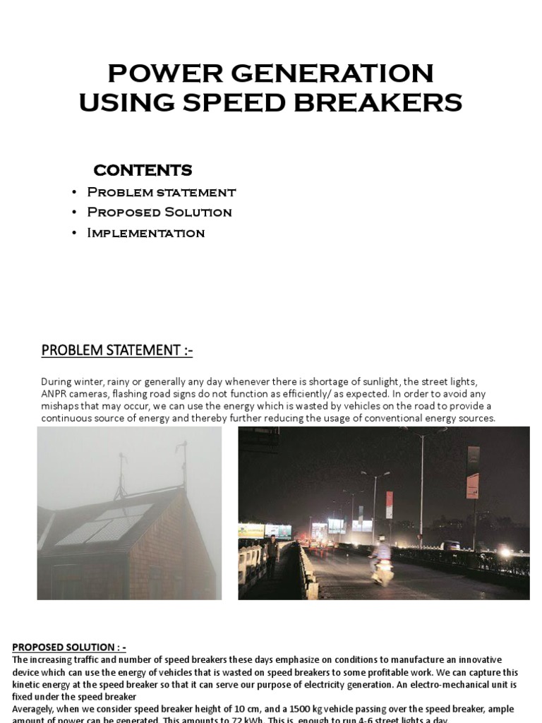 Smart Speed Breaker Energy Generation | PDF | Gear | Vehicles
