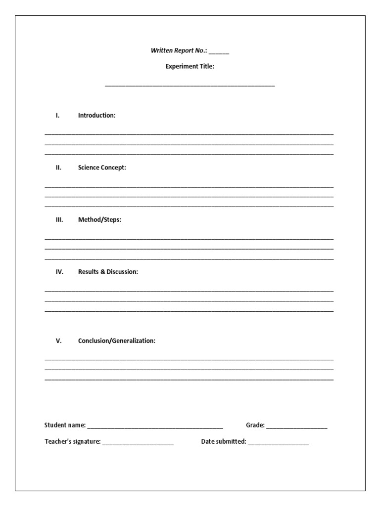 Science Experiment Report Template | PDF
