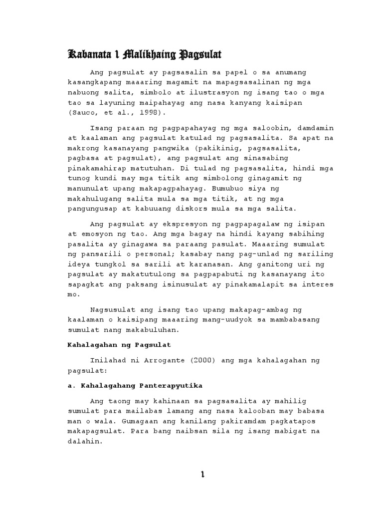 Pagsulat NG Sanaysay | PDF