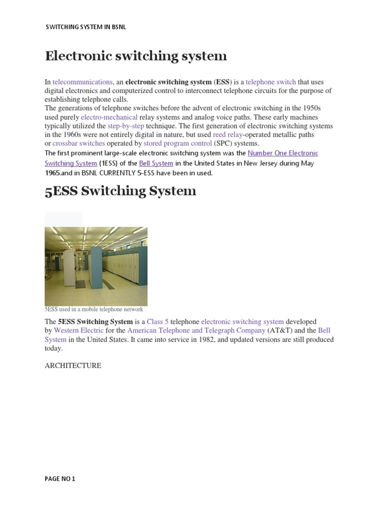 Electronic Switching System: Telecommunications Telephone Switch | PDF ...