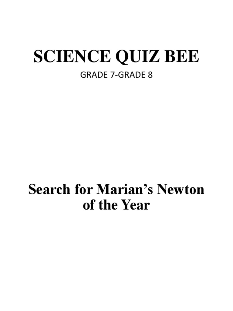 Science Quiz Bee G7-G8 | PDF
