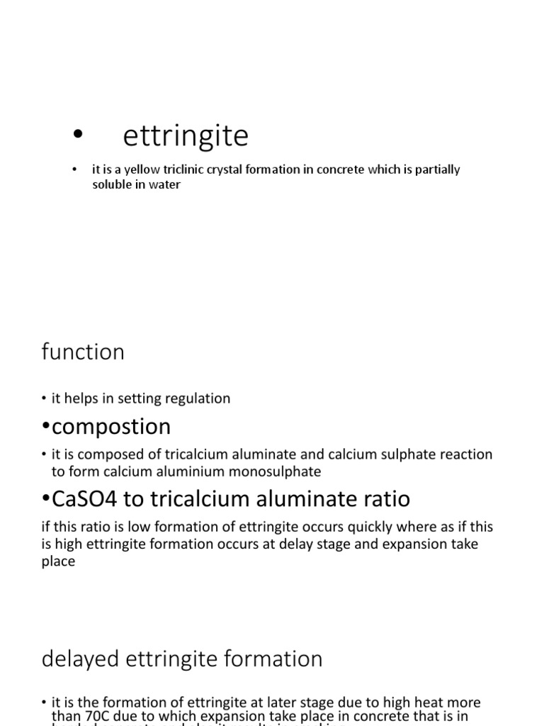 Ettringite Formation in Concrete Explained | PDF