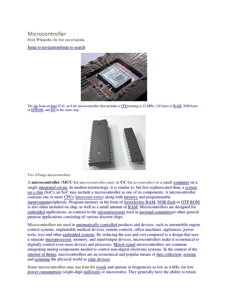 Microcontroller: From Wikipedia, The Free Encyclopedia | PDF ...