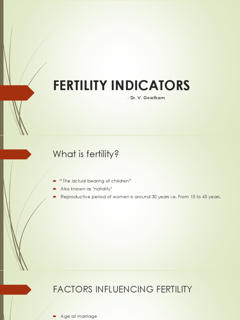 Fertility Indicators: - Dr. V. Gowtham | PDF