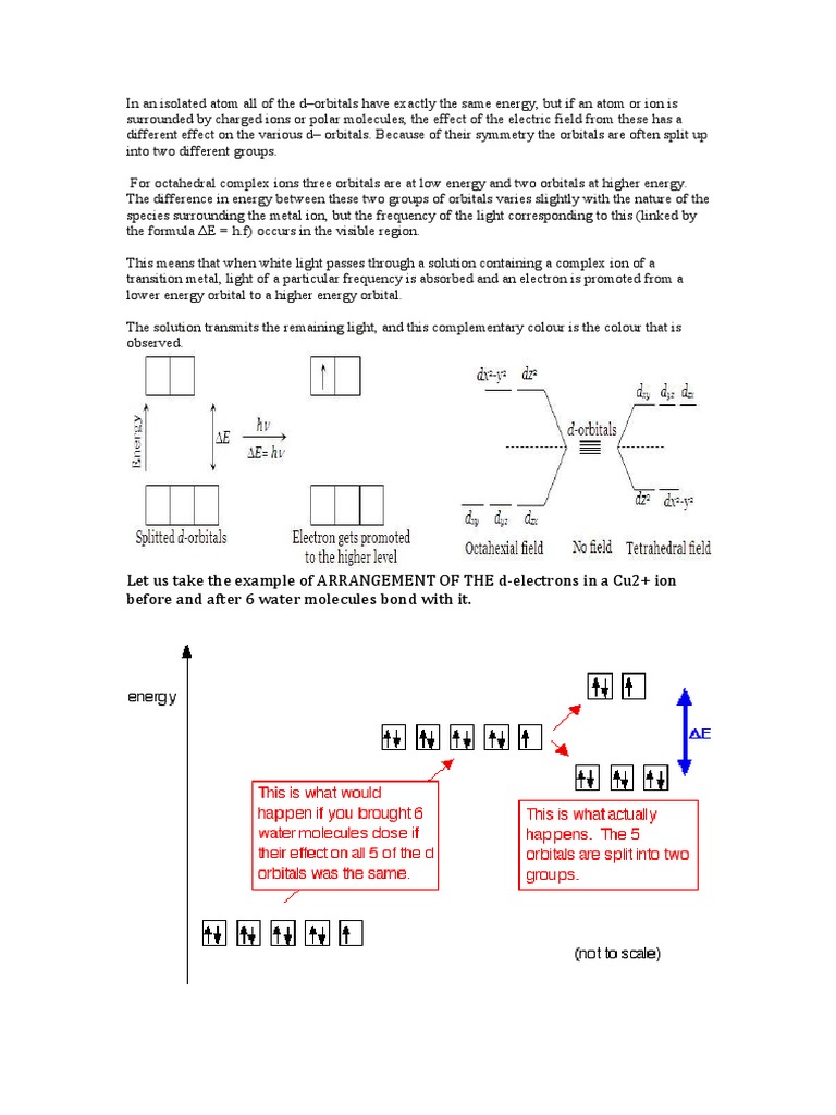 Let Us Take The Example of ARRANGEMENT OF THE D-Electrons in A Cu2+ Ion ...