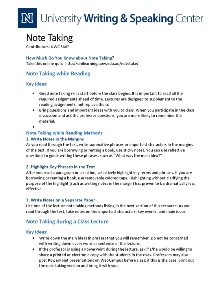 University: Note Taking | PDF | Cognition | Cognitive Science